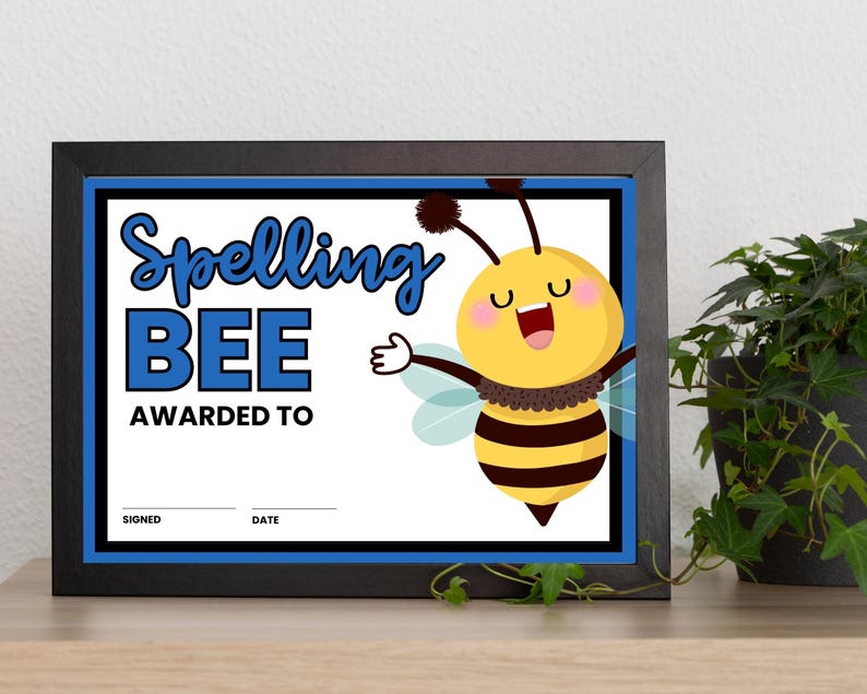 Editable Spelling Bee Certificate | Printable School Award (canva ...