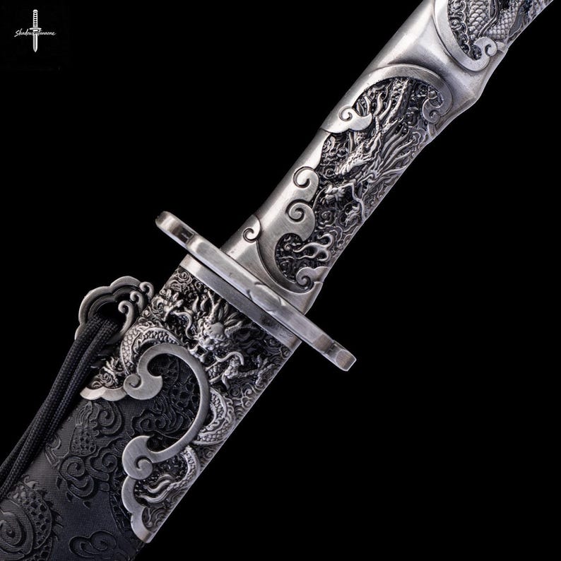 Handmade Silver Dragon Sword, 1060 Carbon Steel, Fathers Day Gift ...