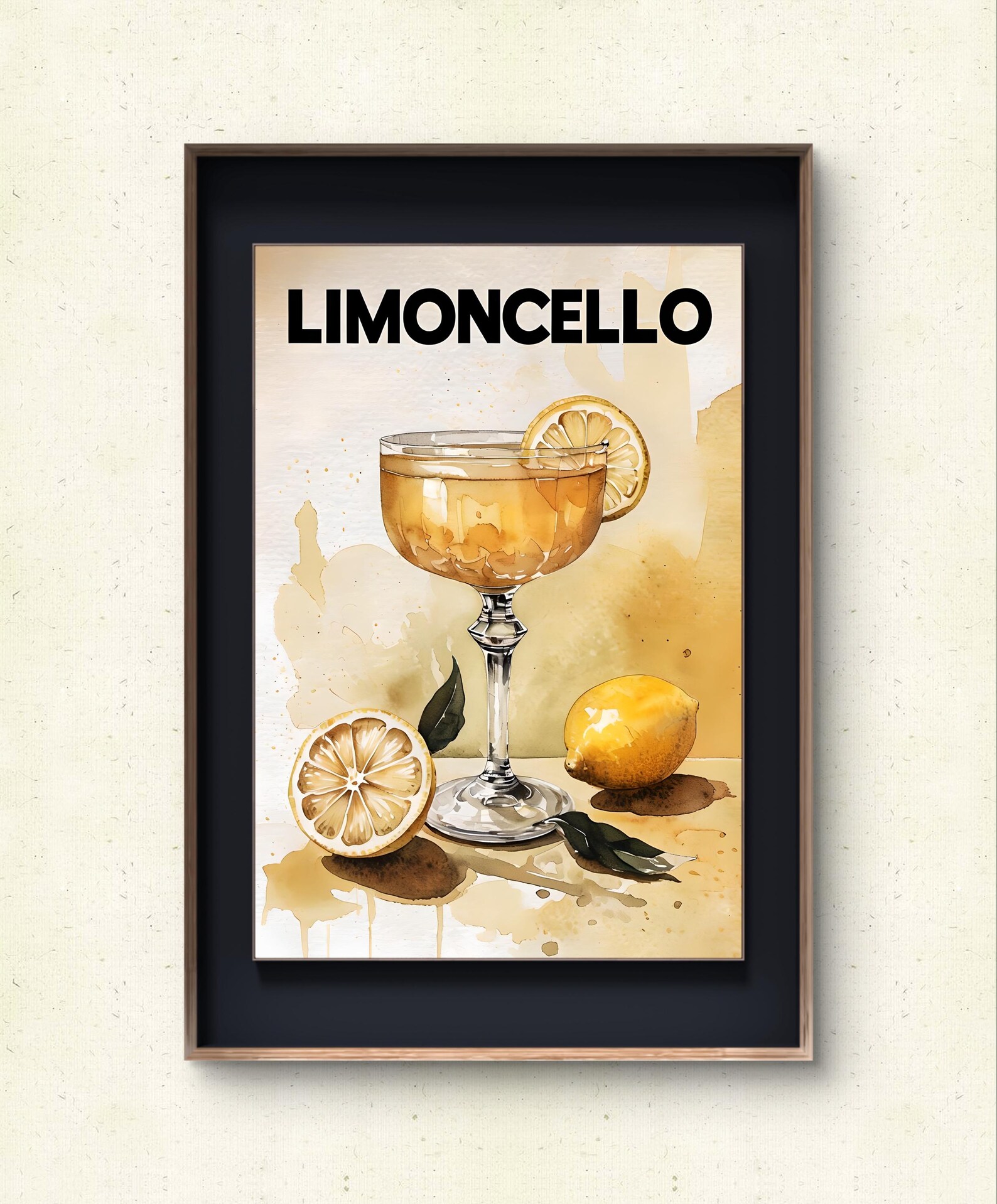 Limoncello Cocktail Wall Art Poster Print | Vibrant Lemon Decor for ...