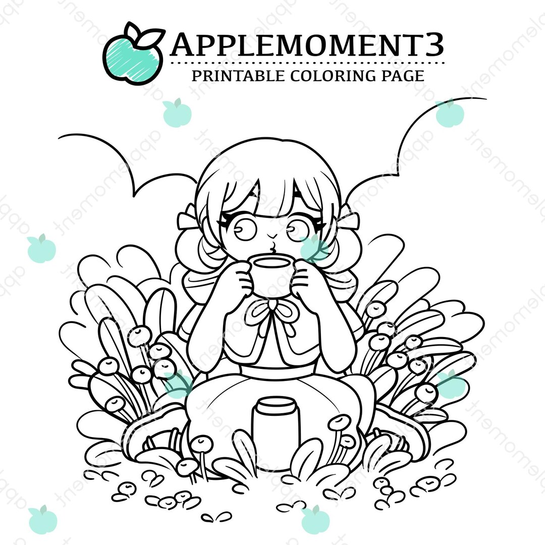 Kawaii Red Riding Hood Coloring Page, Doodle Art (digital Download ...