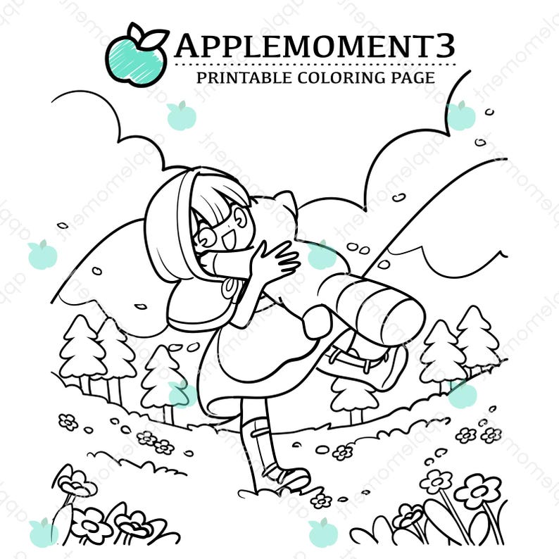 Cute Kawaii Coloring Page Red Riding Hood With Animal for Personal and ...