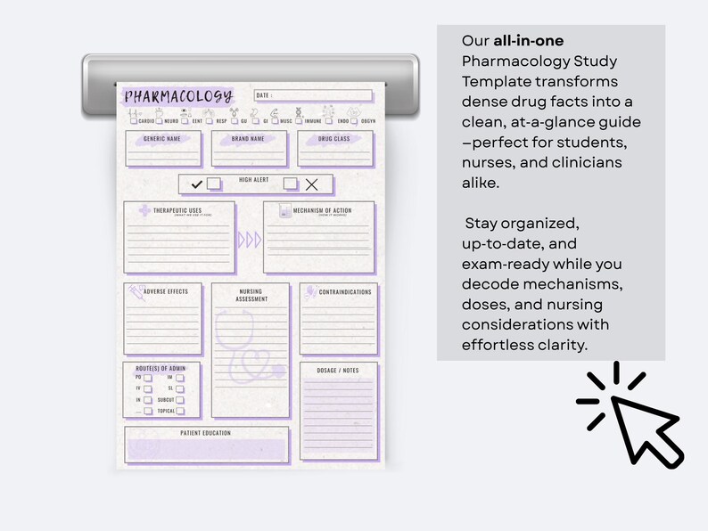 Printable Pharmacology Template for Nursing Student, Nursing Templates ...