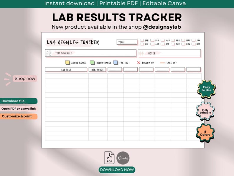 Printable Lab Results Tracker PDF - Etsy