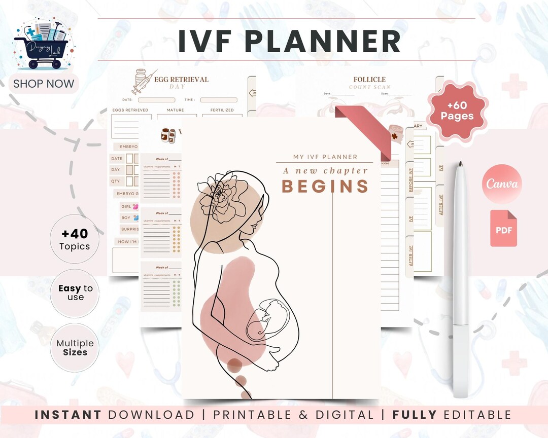Printable IVF Planner & Fertility Journal | 60+ Page Printable ...