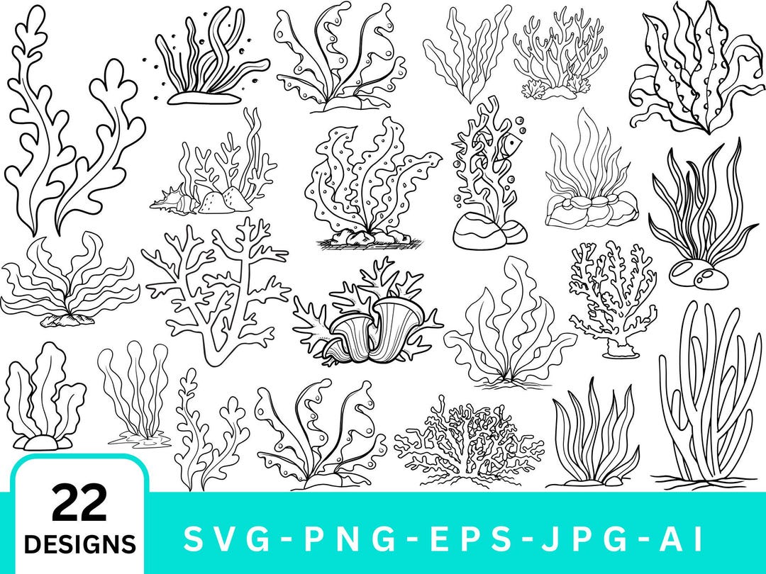 Seaweed Svg,coral SVG Bundle,aquarium Plants Silhouette,seaweed Clipart ...