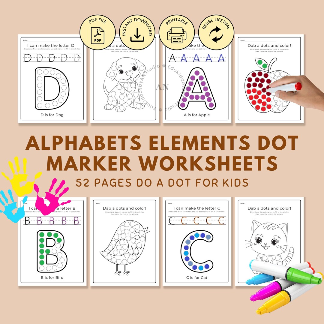 Alphabet Dot Marker Worksheets, A-Z Tracing, Preschool Learning ...