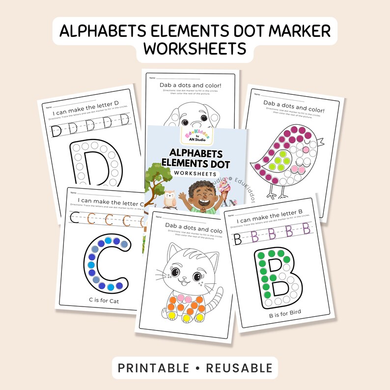 Alphabet Dot Marker Worksheets, A-Z Tracing, Preschool Learning ...