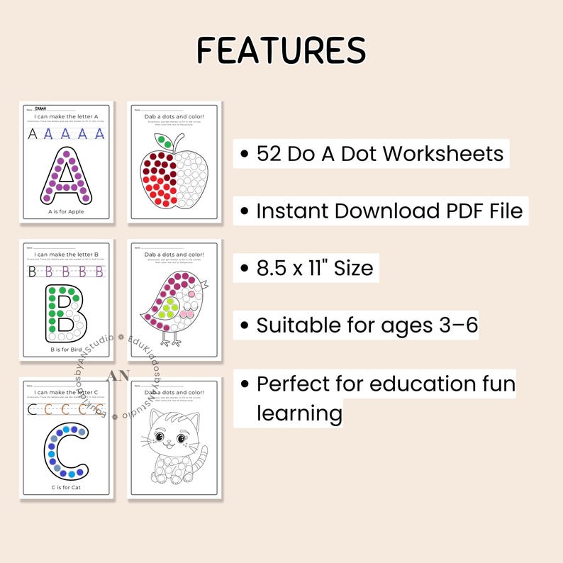 Alphabet Dot Marker Worksheets, A-Z Tracing, Preschool Learning ...