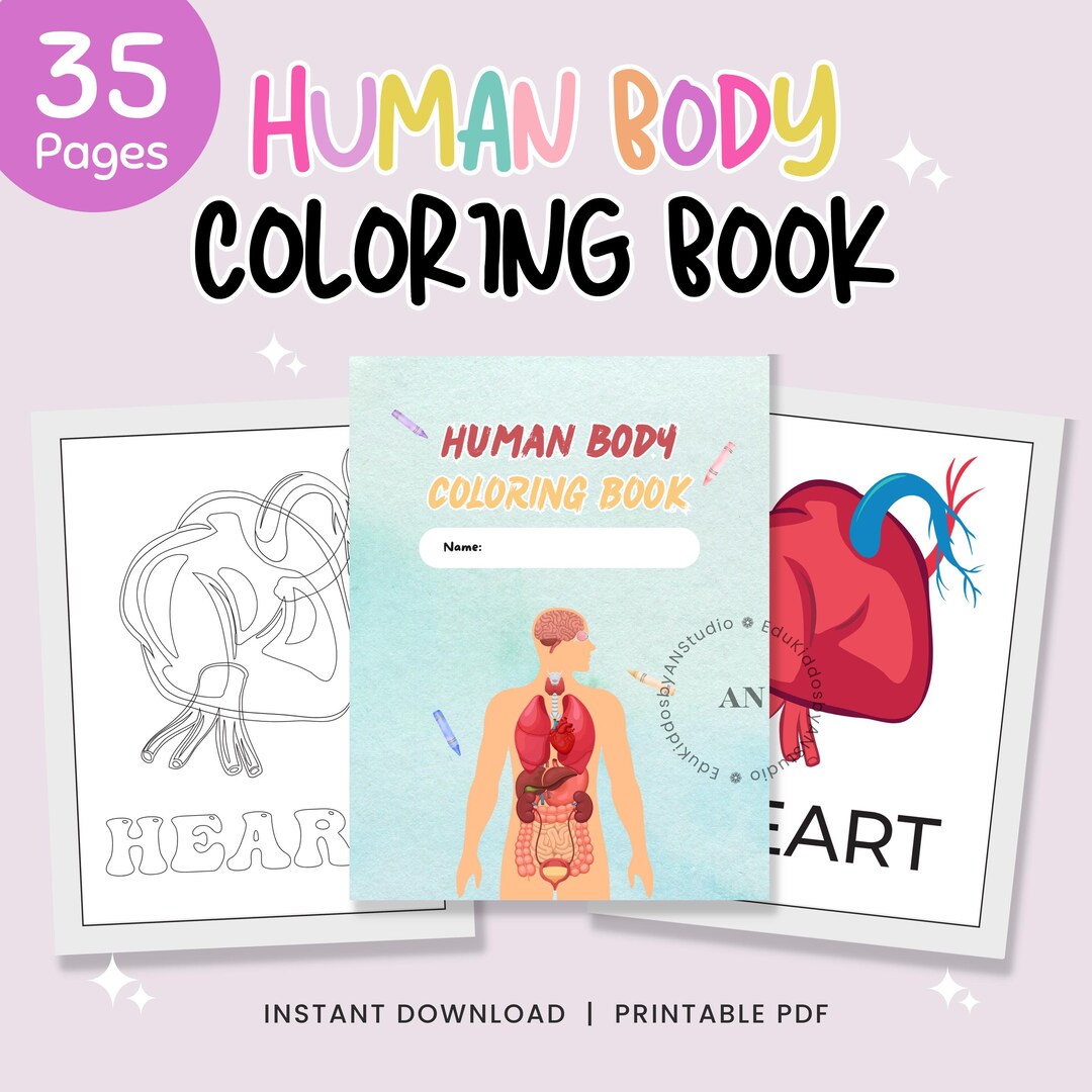 Human Anatomy Coloring Book for Kids, Human Body Organs Coloring Sheets ...