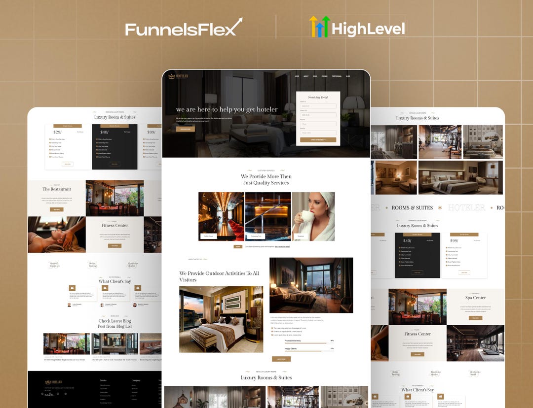 GHL Hotel Funnel Template, Gohighlevel Funnel for Resorts, Hotels ...