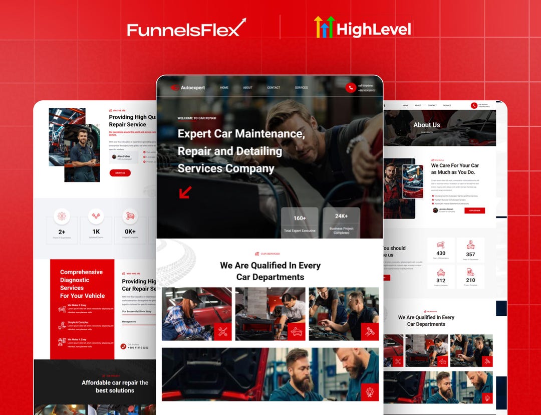 Gohighlevel Auto Repair Funnel Template – Professional Mechanic Lead ...