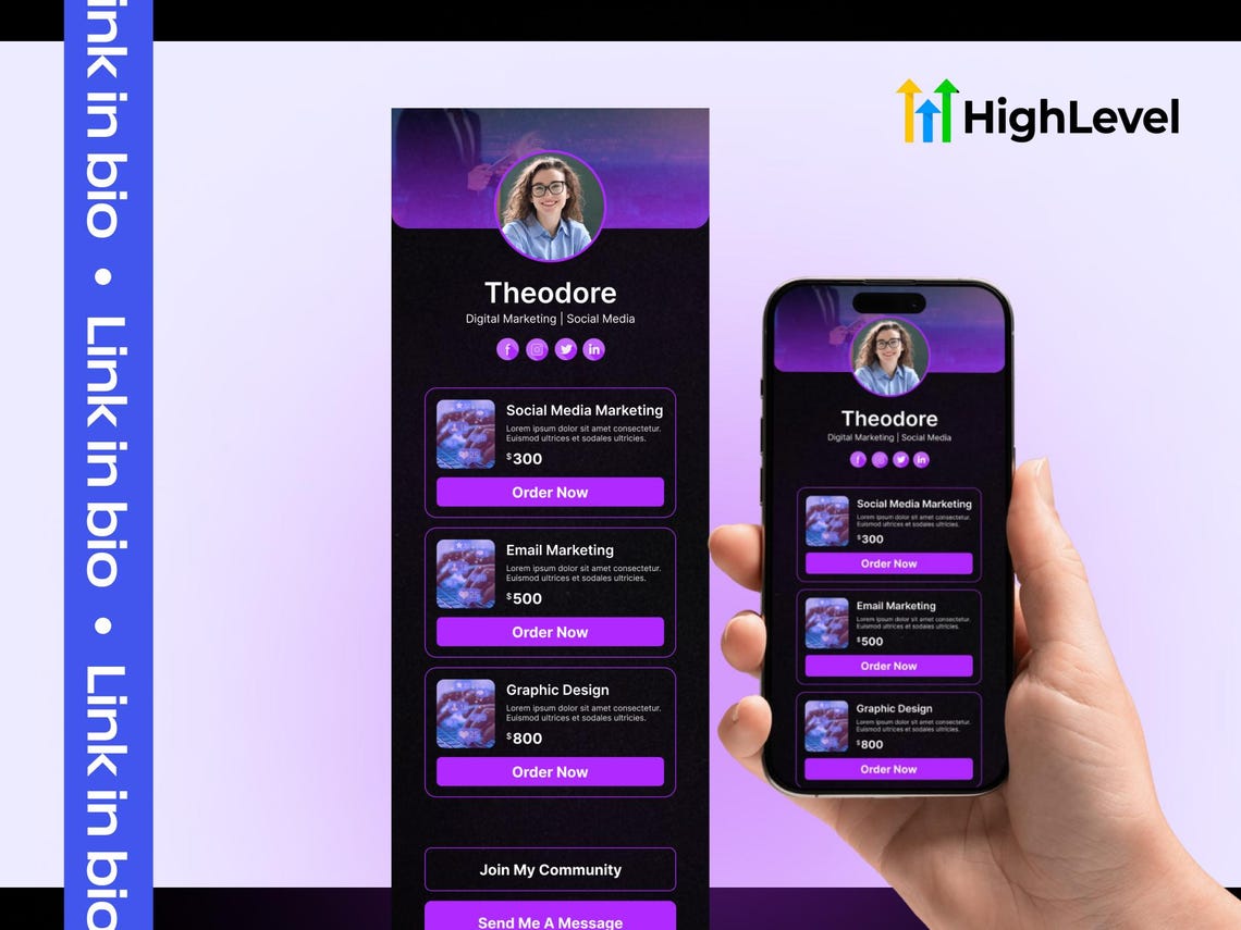 Gohighlevel Link in Bio Template | GHL Instagram Tiktok Funnel ...