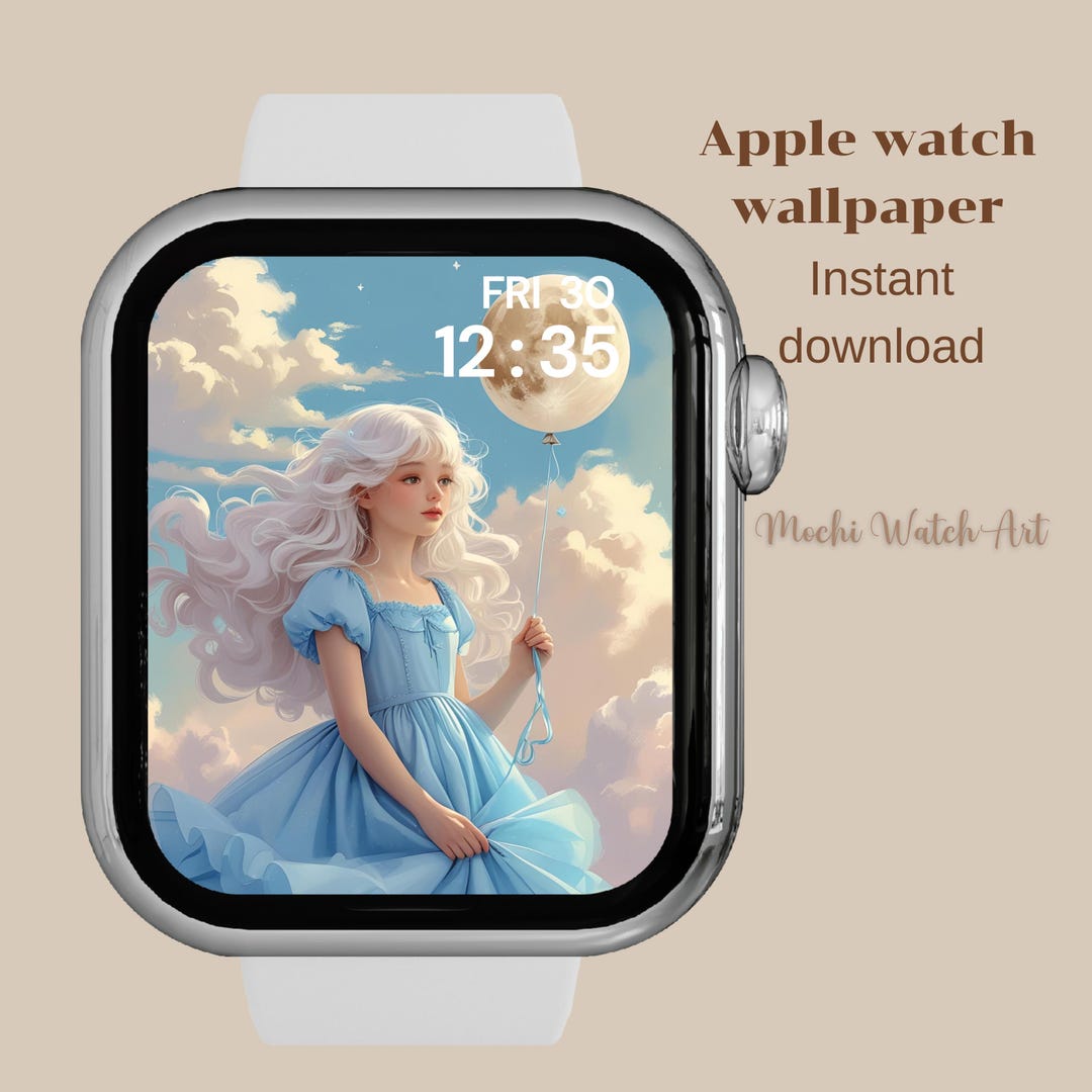 A Dreamy Girl With Cloud-like White Hair Apple Watch Wallpaper | Cute ...
