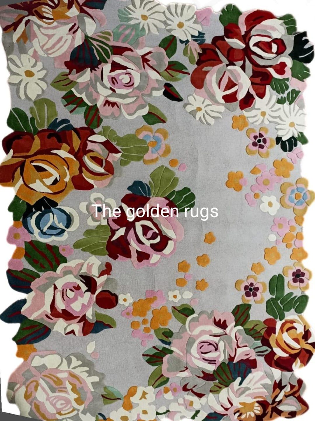 Artistic Floral Tufted Carpet – Handcrafted Rug With Roses & Petals ...