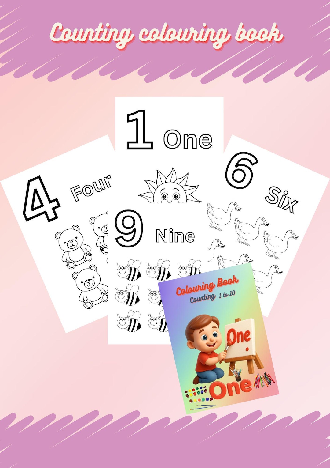 Colouring and Counting Activity: Counting Colouring Book, Fun Learning ...