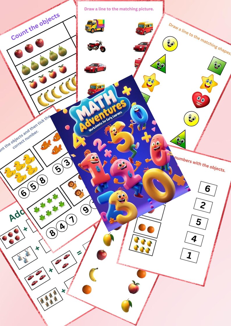 Kids Math Worksheets: Counting, Addition, Matching Sheets, Preschool ...