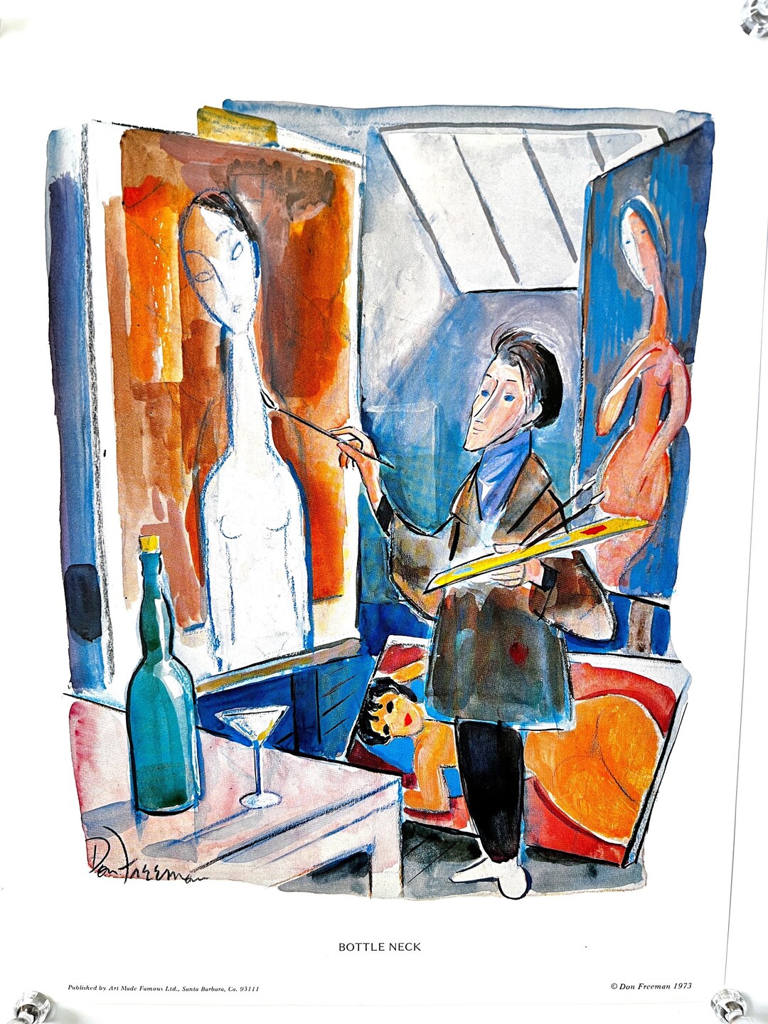 RARE 'MODIGLIANI' Offset Lithograph, 1973 Original by Artist Don ...