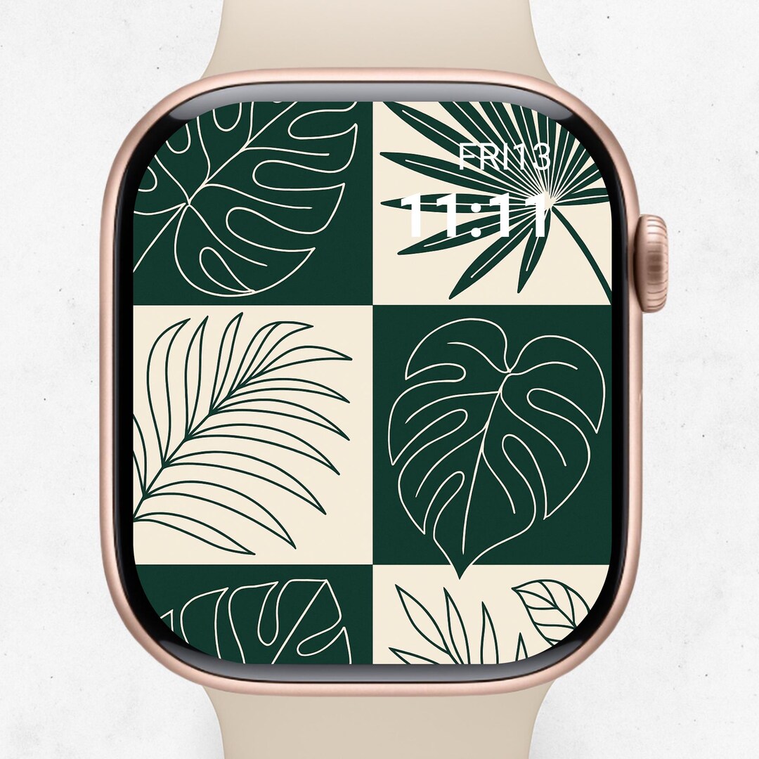 Tropical Botanical Grid Wallpaper – Monstera & Palm Line Art | Jungle ...