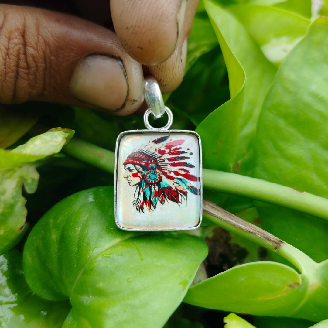 Handmade Native American Chief Pendant – Boho Feather Headdress ...