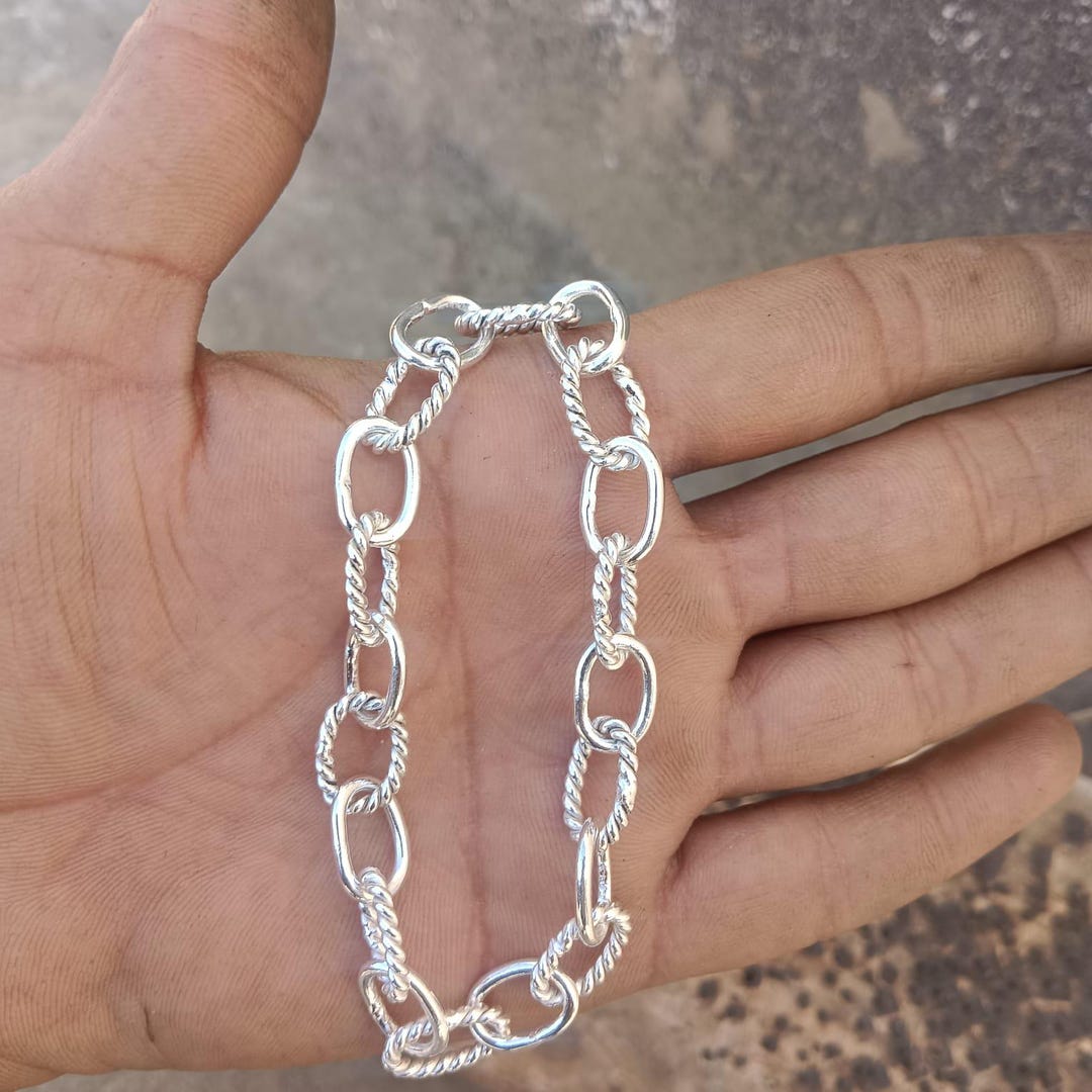 Handmade Sterling Silver Chain Bracelet: Unisex Heavy Link Design - Etsy