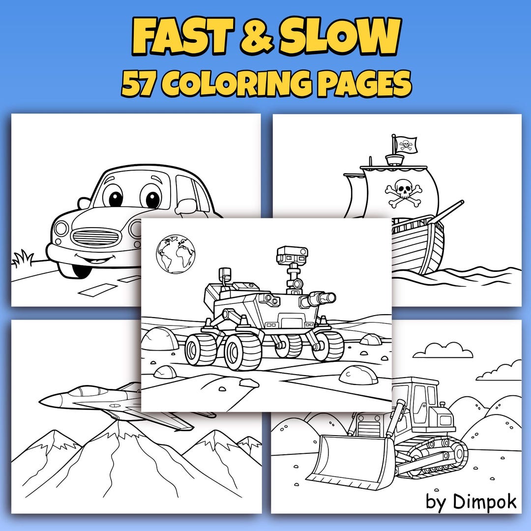 58 Vehicle Coloring Pages, Transportation Coloring Book, Cars Airplanes ...