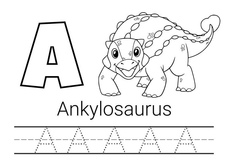 Dino Alphabet Tracing and Coloring Book – A to Z Dinosaur Letters for ...