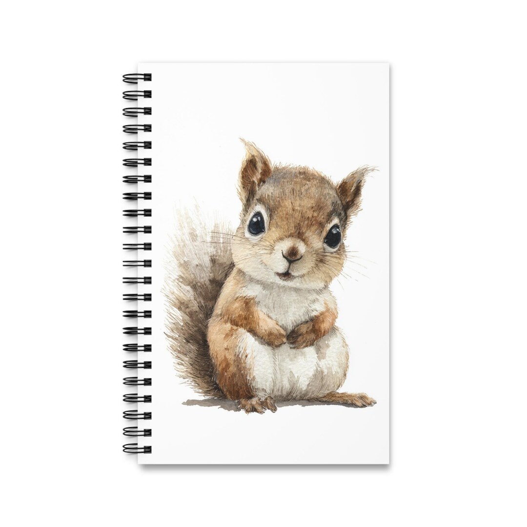 Watercolor Baby Squirrel Spiral Notebook | Ruled Journal - Etsy