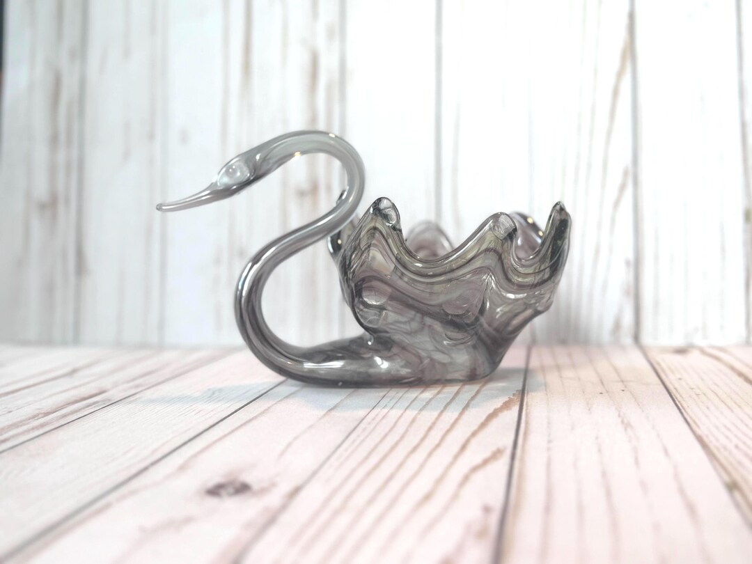 Vintage Hand Blown Glass Swan: 1970s Ozark Sooner Glass Co. Murano ...