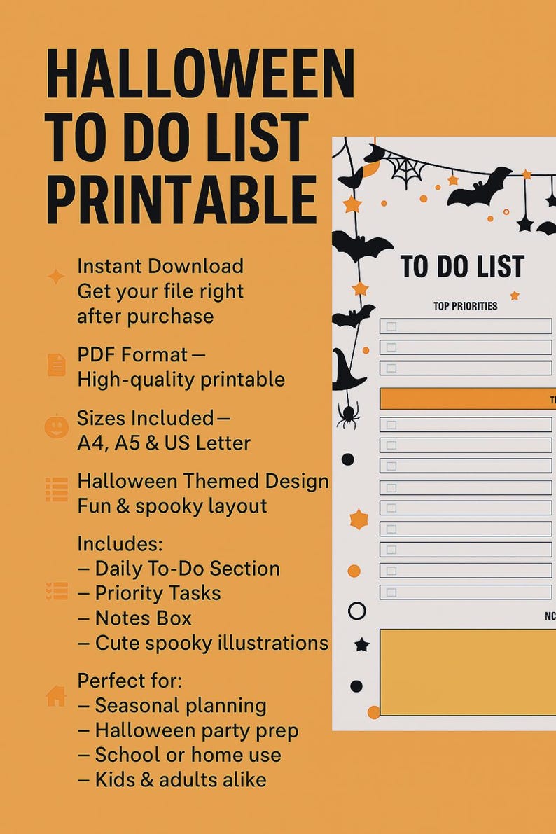 Halloween to Do List Printable | Cute Halloween Planner PDF | Daily ...