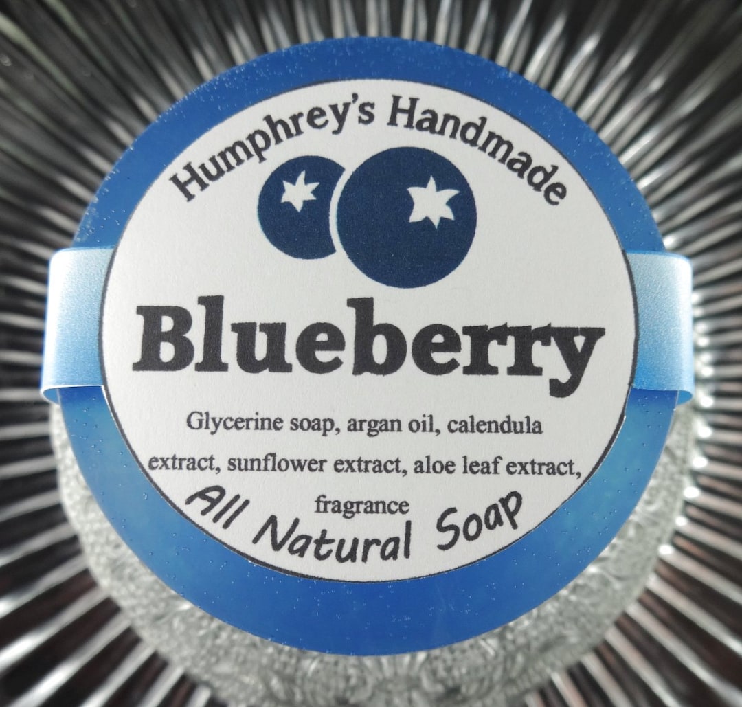 BLUEBERRY Soap, Sweet Blueberry Shave & Shampoo Soap, Round Blue Puck ...