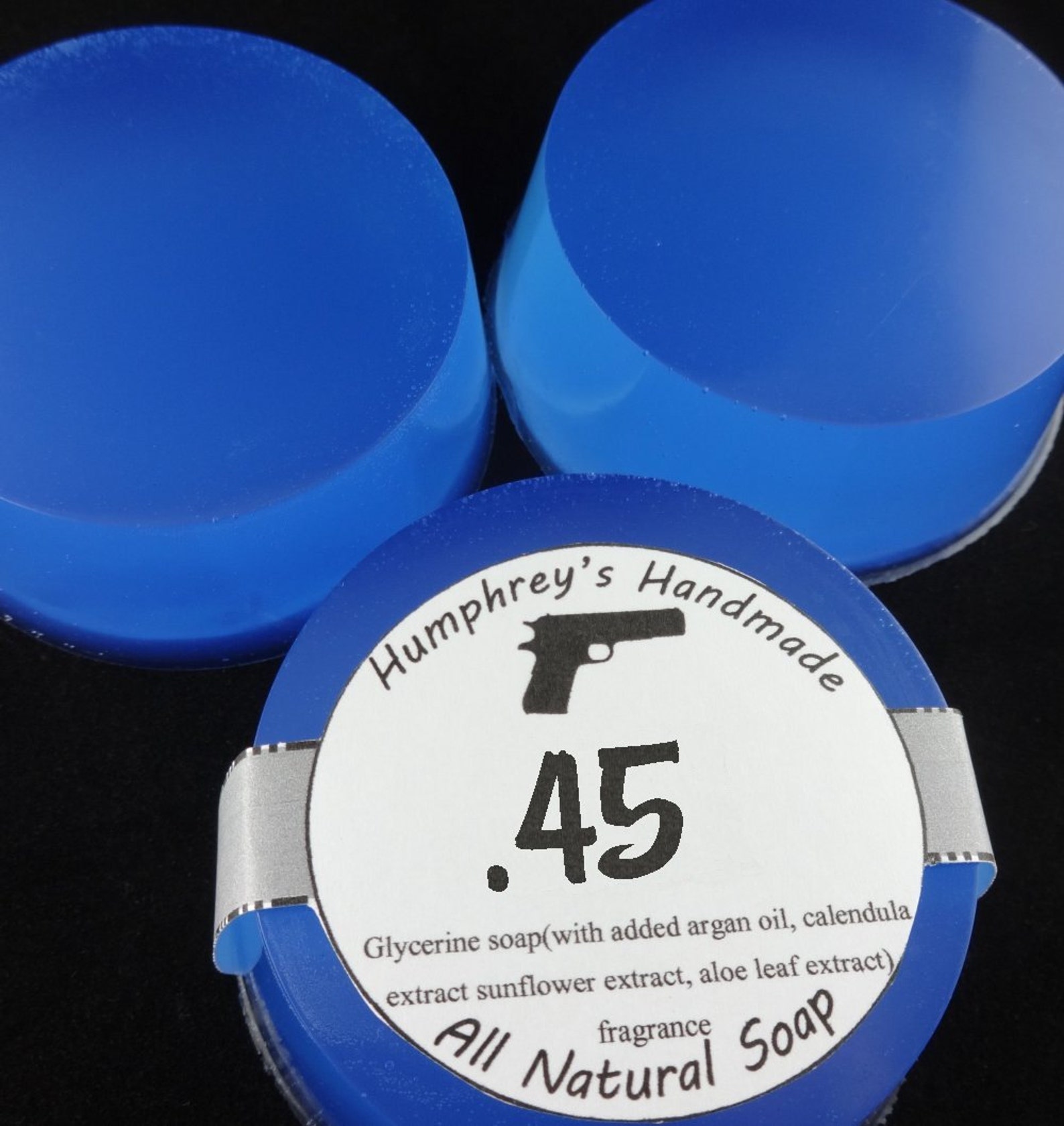 45 Men's Blue Glycerin Shave & Shampoo Soap 2A Gun Round - Etsy