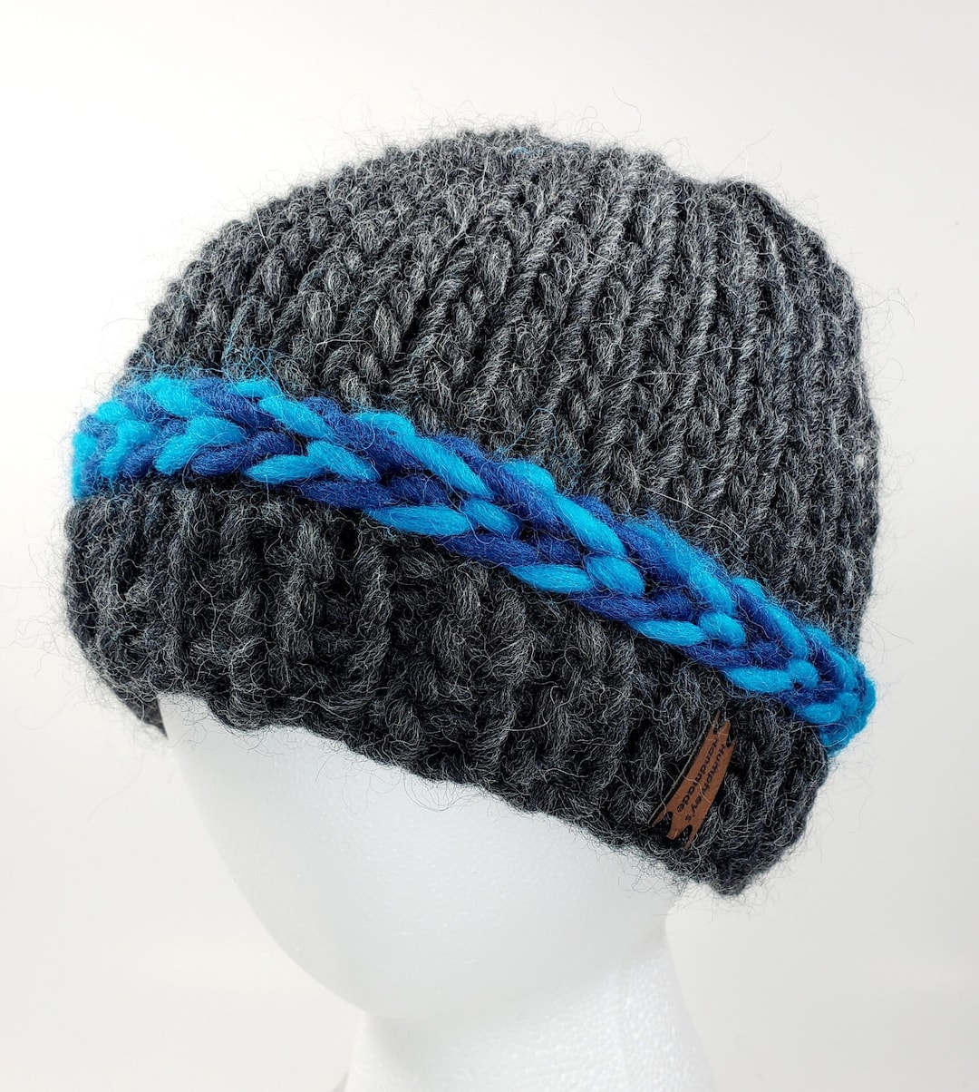 Unisex Latvian Braid 100% Wool Bulky Winter Hat Beanie, Hand Knitted ...