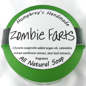 ZOMBIE FARTS Soap, Vanilla Shave & Shampoo Soap, Halloween Round Green ...
