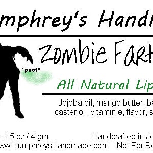 ZOMBIE FARTS Lip Balm, Vanilla Flavor Lip Balm, Humphrey's Handmade ...