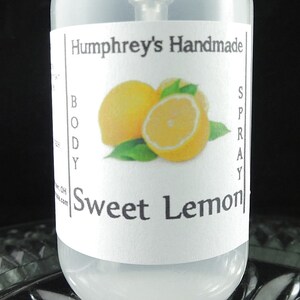 SWEET LEMON Body Spray, Lemon Sugar Scented Handcrafted Perfume Room ...