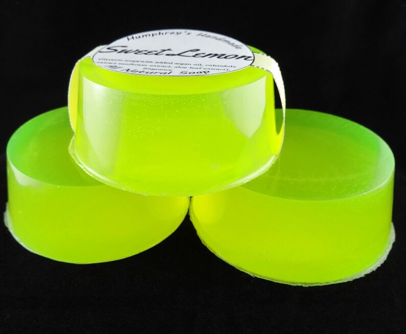 SWEET LEMON Soap, Lemon Sugar Type, Yellow Women's Shave Soap, Round ...