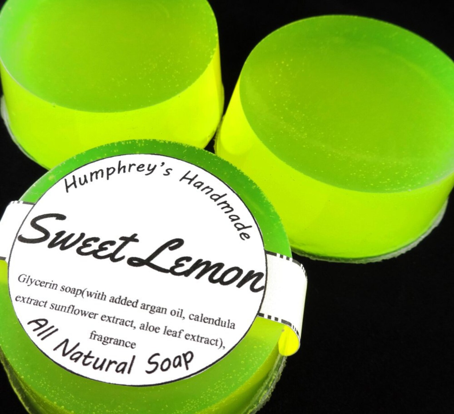 SWEET LEMON Soap, Lemon Sugar Type, Yellow Women's Shave Soap, Round ...