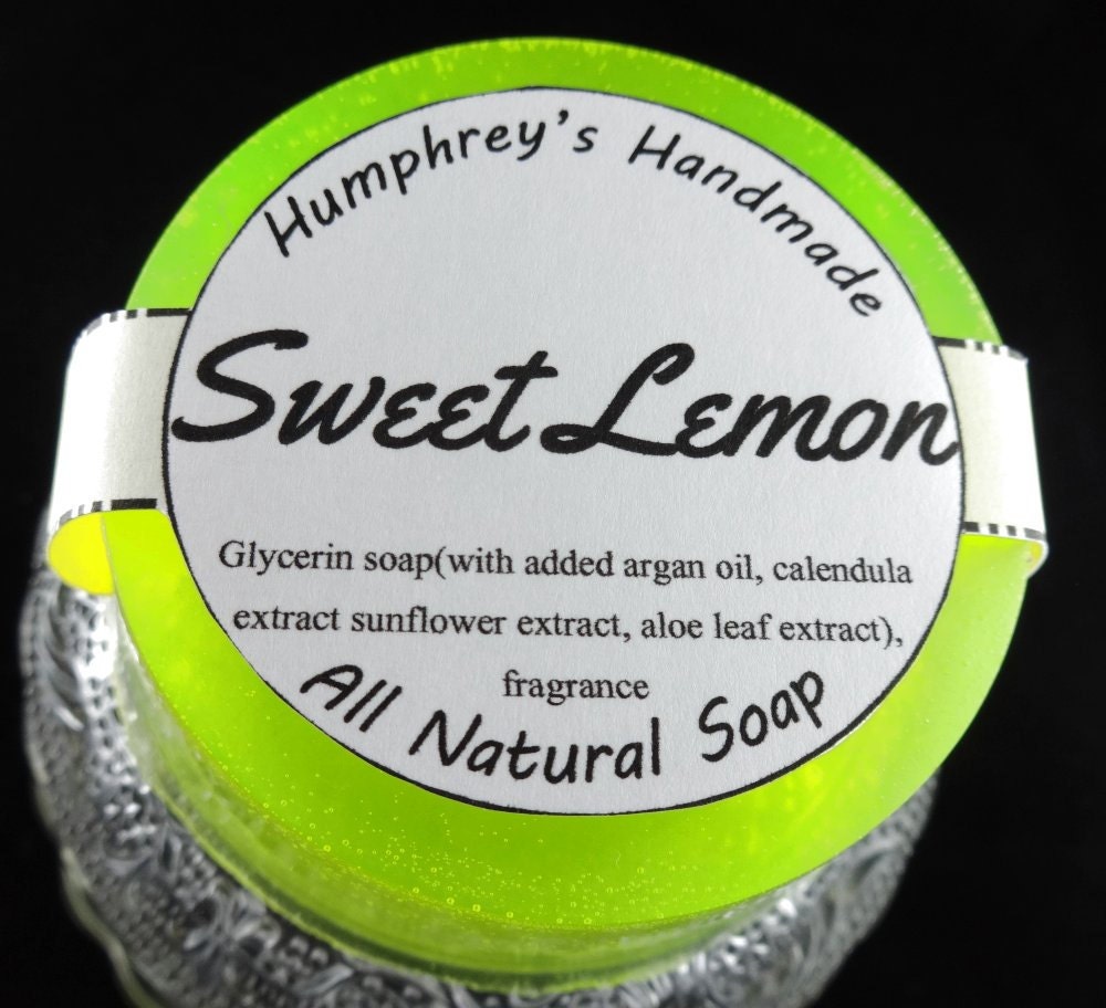 SWEET LEMON Soap, Lemon Sugar Type, Yellow Women's Shave Soap, Round ...