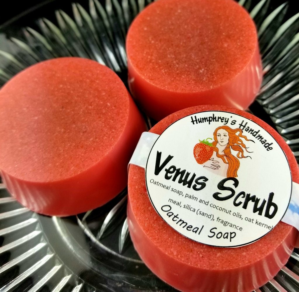 VENUS SCRUB Oatmeal Soap, Goddess Strawberry Beauty Bar Exfoliant ...