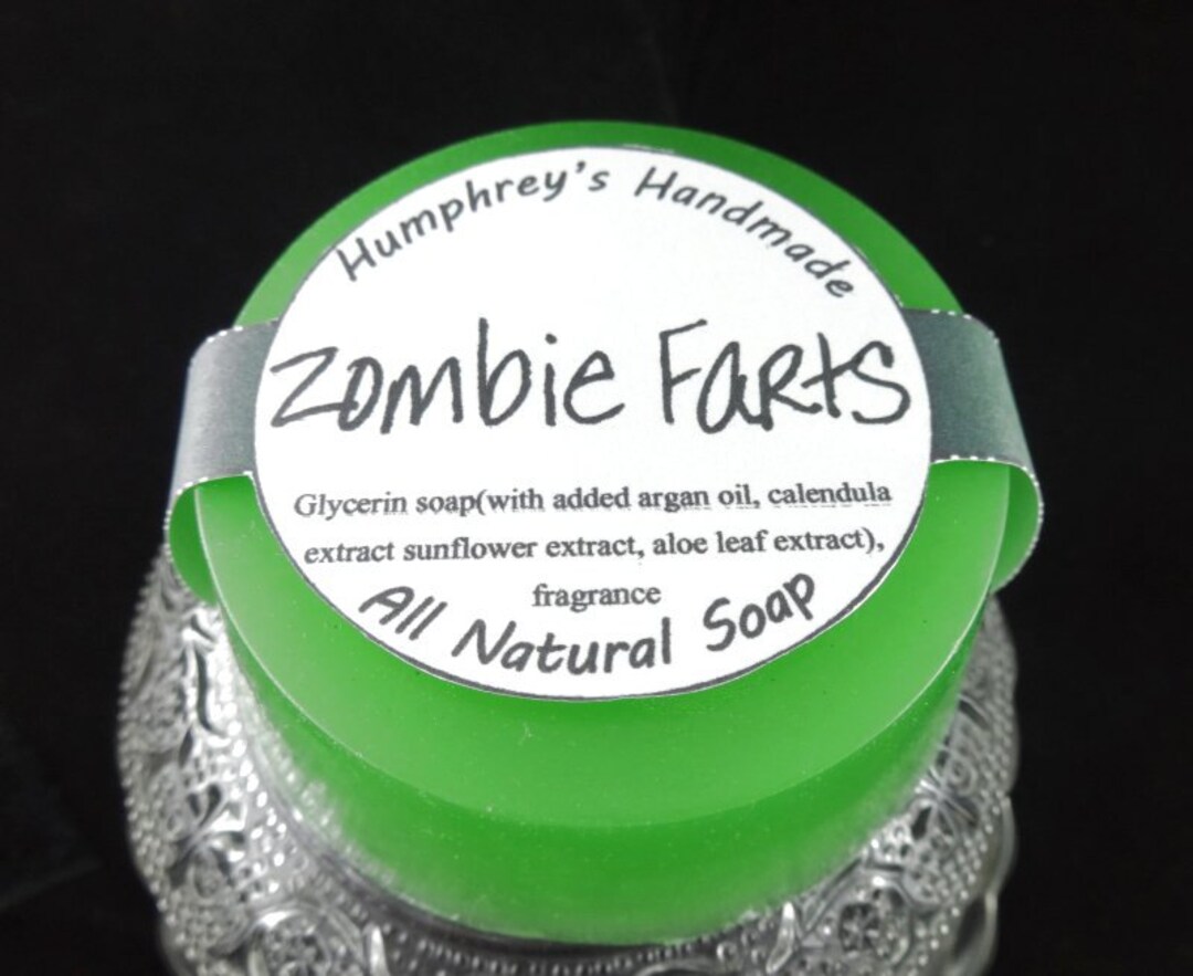 ZOMBIE FARTS Soap, Vanilla Shave & Shampoo Soap, Halloween Round Green ...