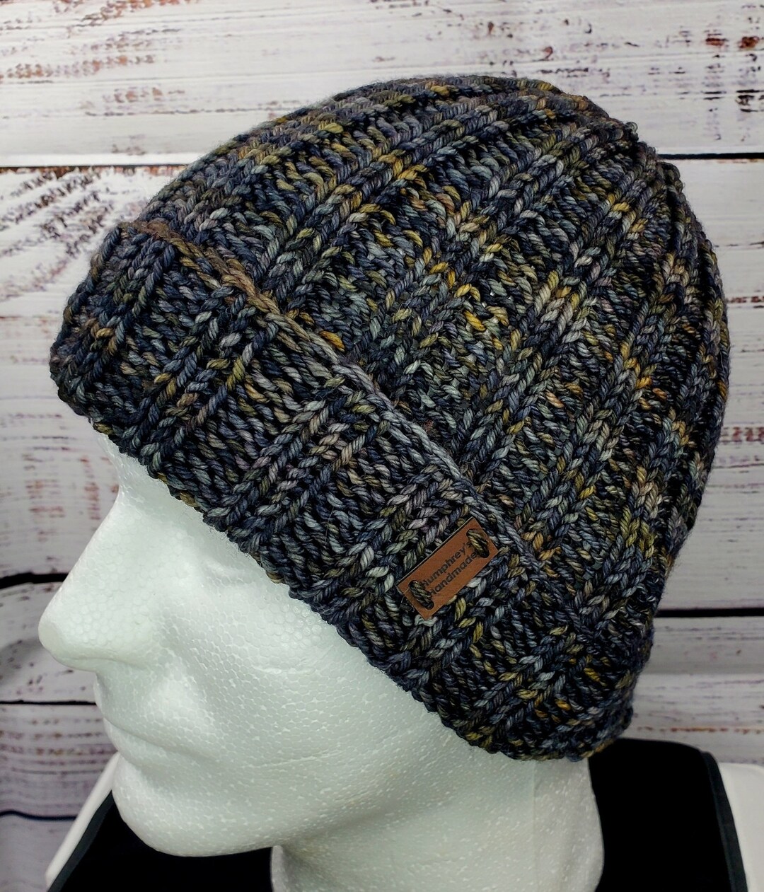 Mens Gray "sand Storm" Merino Wool Hat, Stretchy Watch Cap, Winter ...