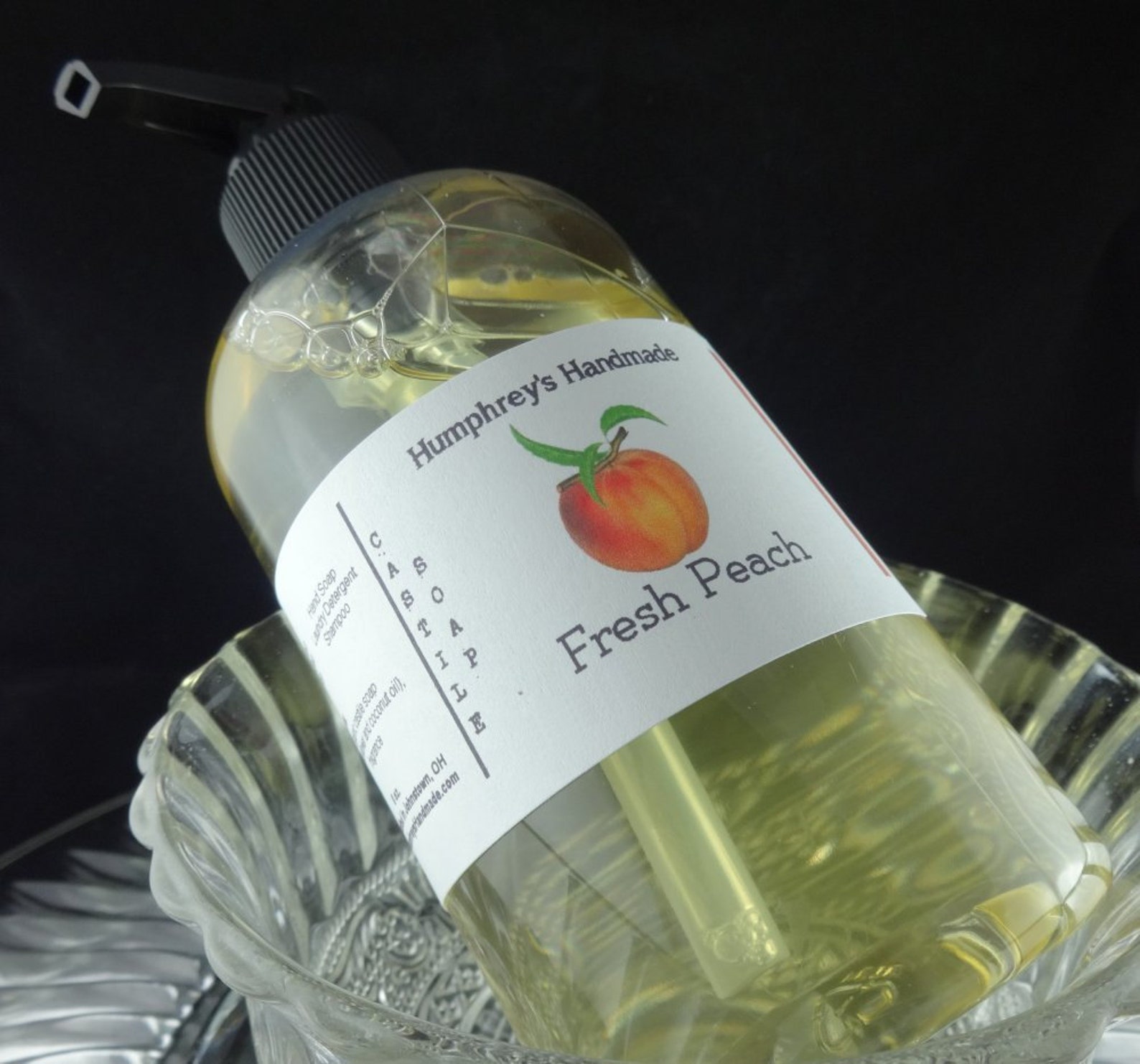 FRESH PEACH Body Wash 8 Oz Women's Peach Scented Castile - Etsy