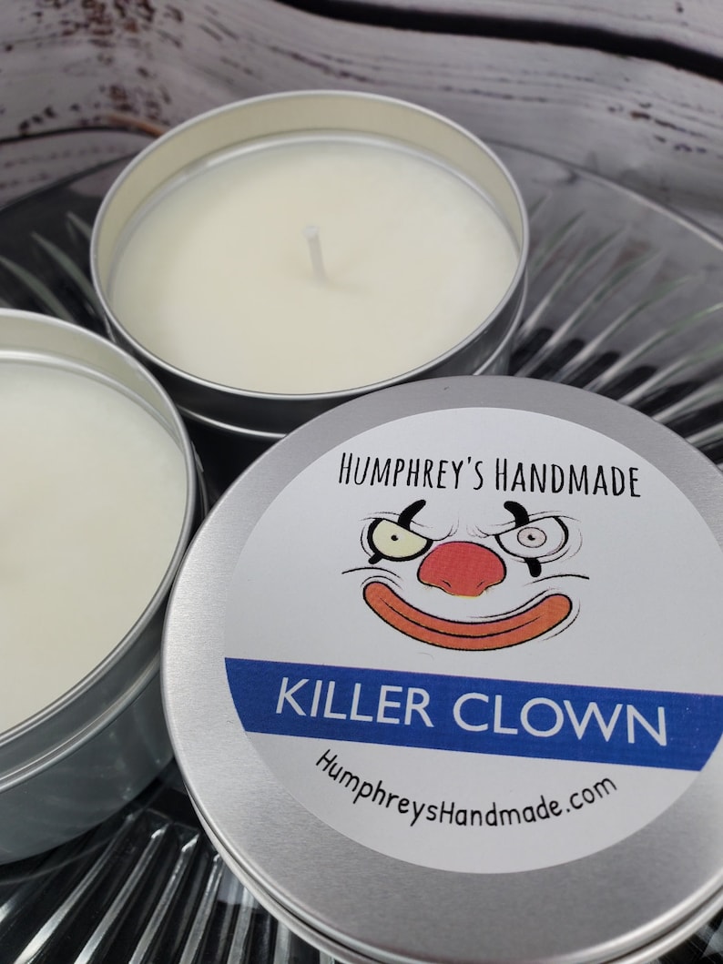 KILLER CLOWN Soy Wax Candle, 8 Oz Cotton Candy Scented Hand Poured Soy ...