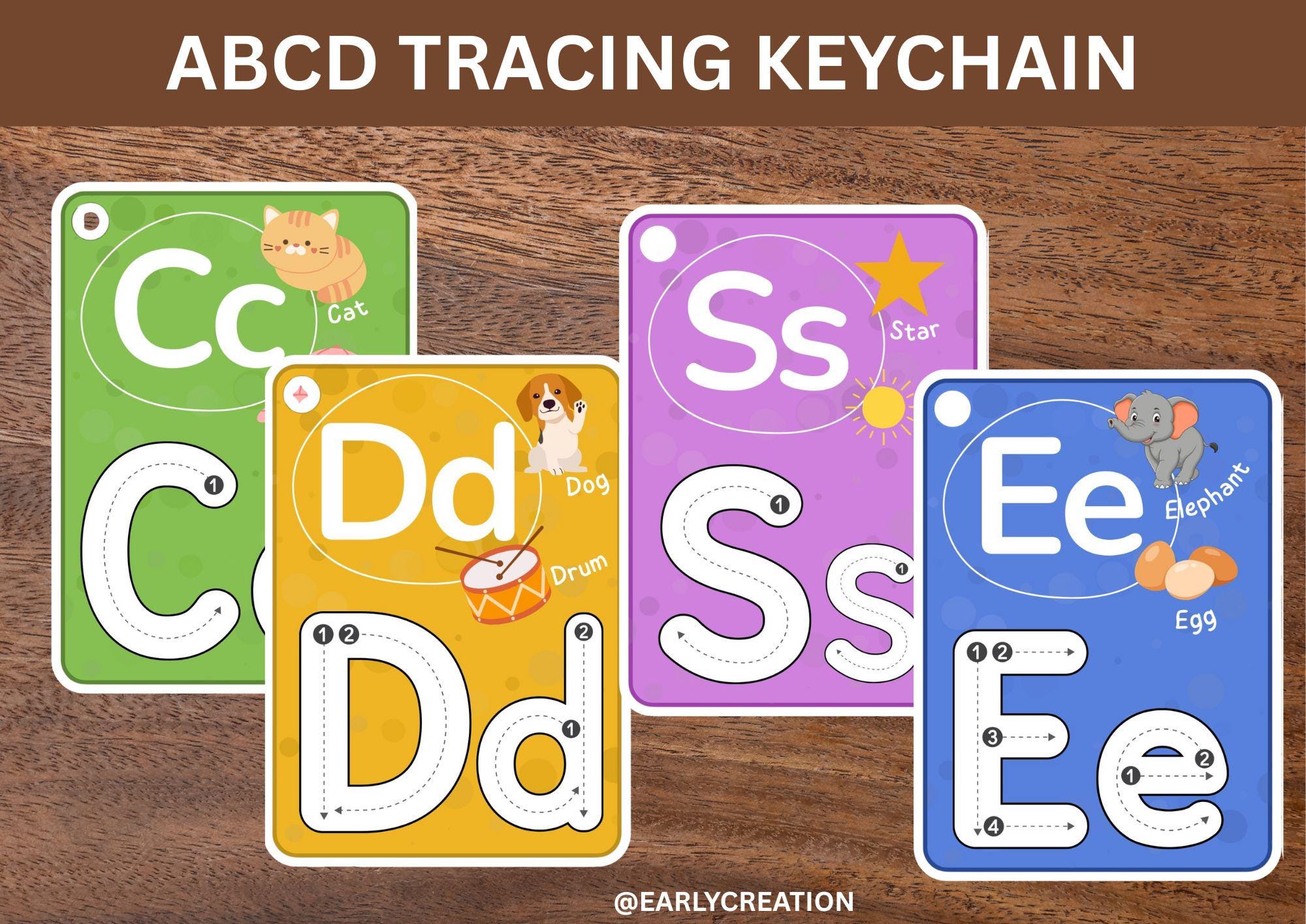 ABCD Tracing Keyring Flash Cards | Alphabet Letter Learning Cards for ...