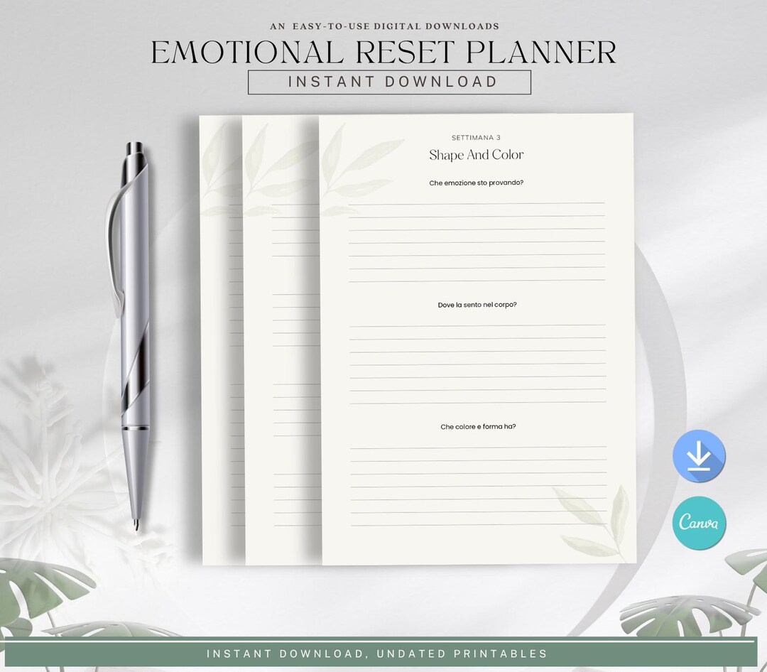 Emotional Reset Digital Planner PDF – Guided Journal for Stress Relief ...