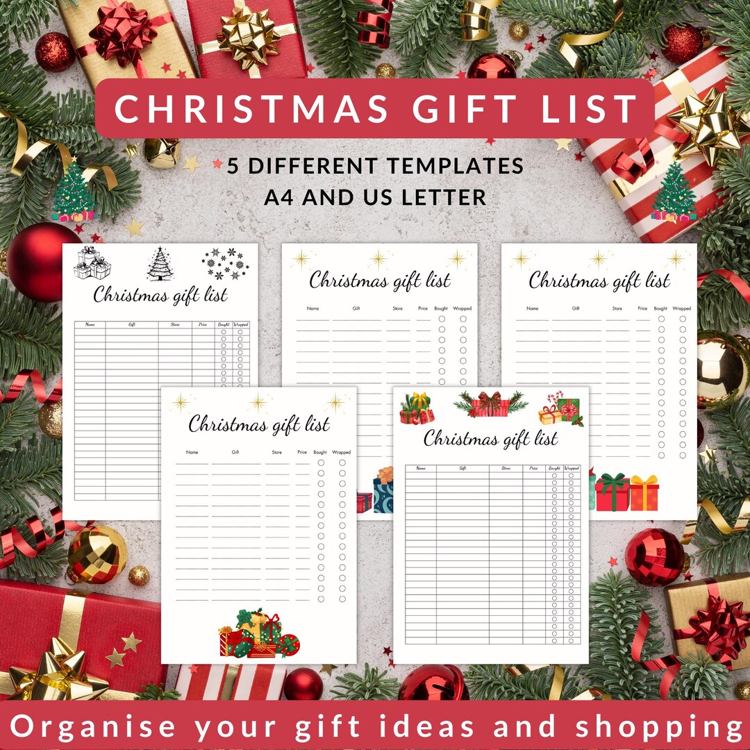Christmas Shopping Gift List Printable Planner Christmas Gift Budget ...