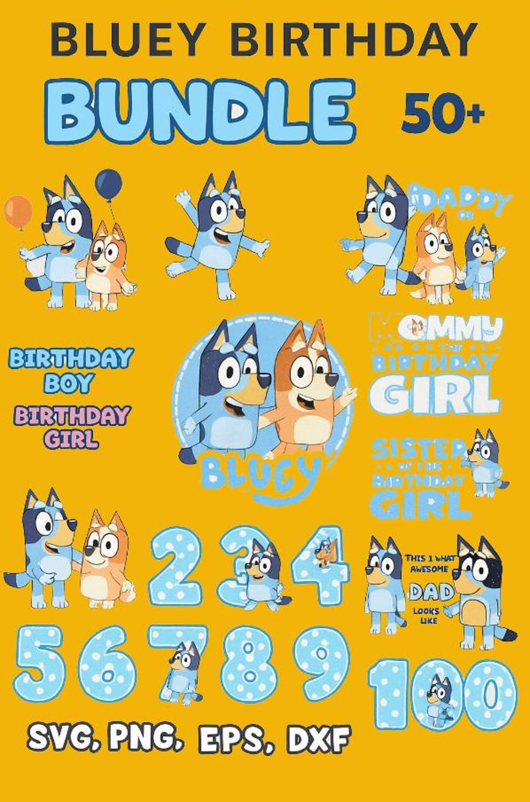 Blue Dog Birthday Bundle SVG, PNG| Blue Family PNG, Blue Dog Png, Blue ...