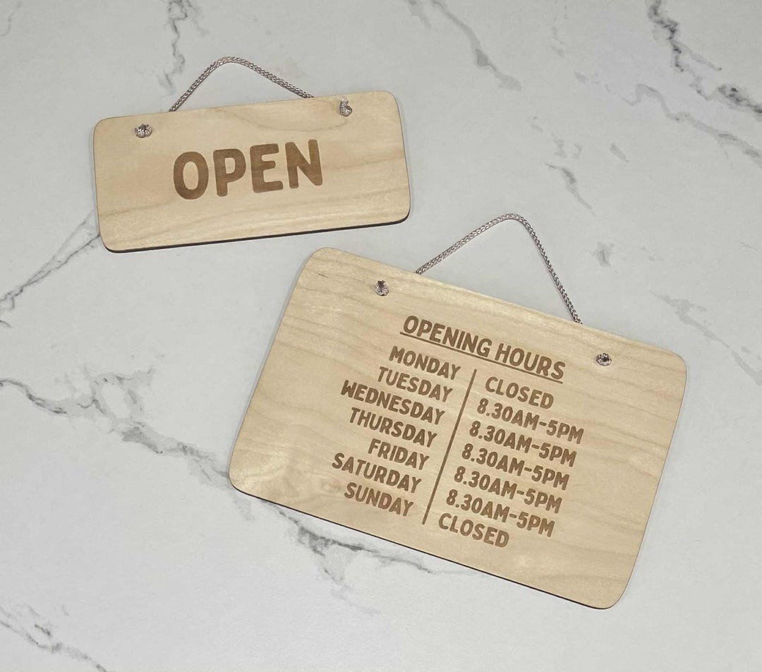 Wooden Shopfront Set, Open / Closed Sign and Custom Opening Hours Sign ...