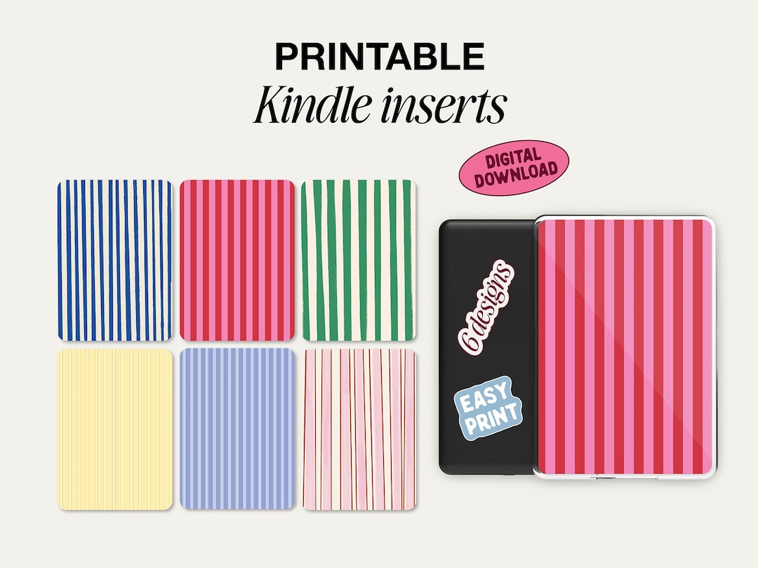 Striped Kindle Inserts | 6-pack Printable Covers (digital Download) - Etsy