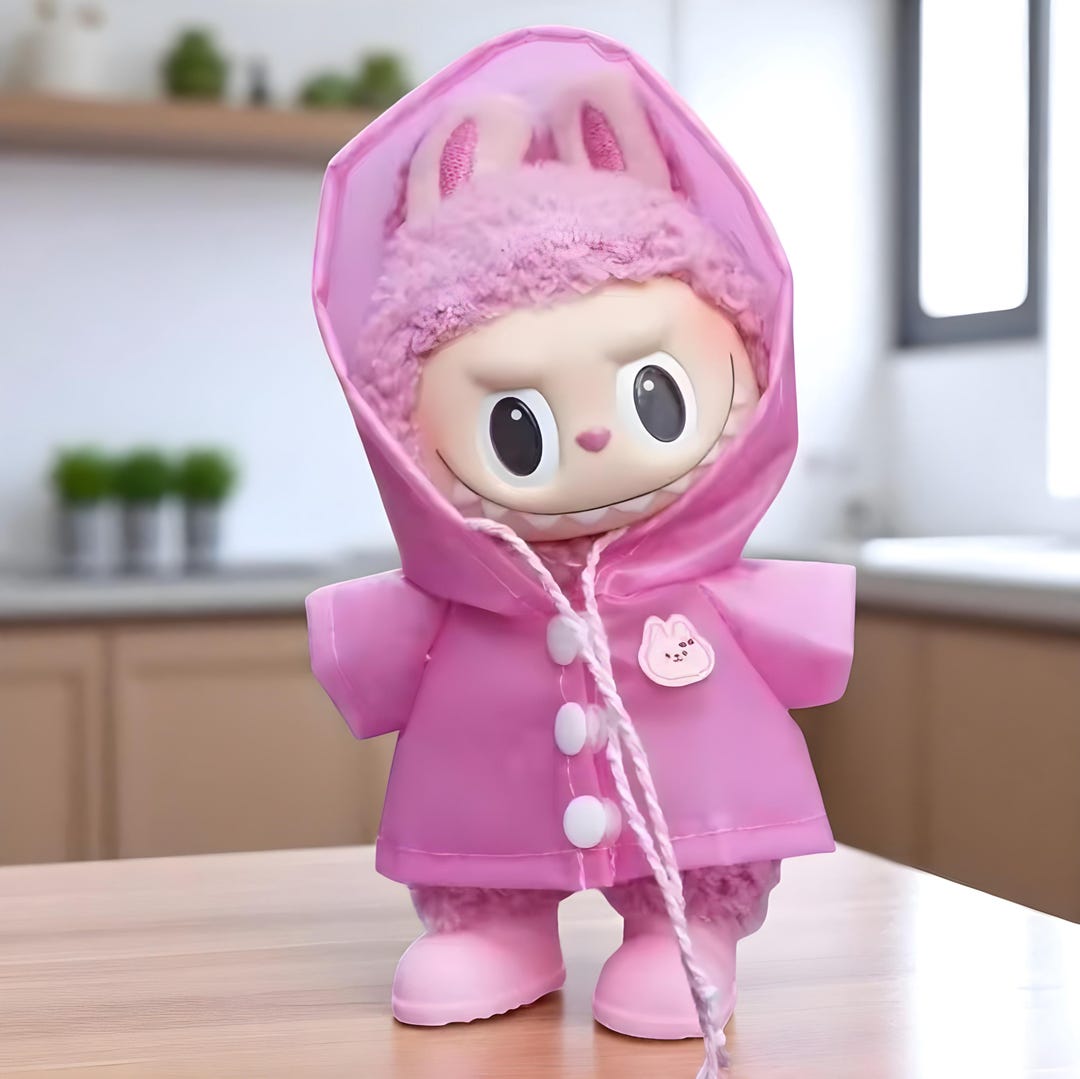 Labubu Rain Jacket Pink – Labubu Clothes, Jacket & Boots Handmade - Etsy